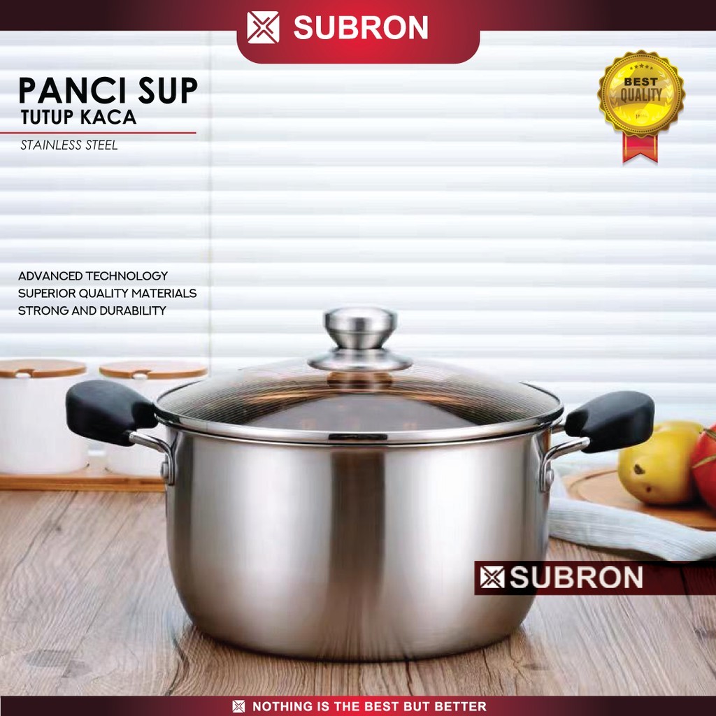 Jual SUBRON Panci Sup 20cm Stainless TEBAL Soup Pot Tutup Kaca BOX ...