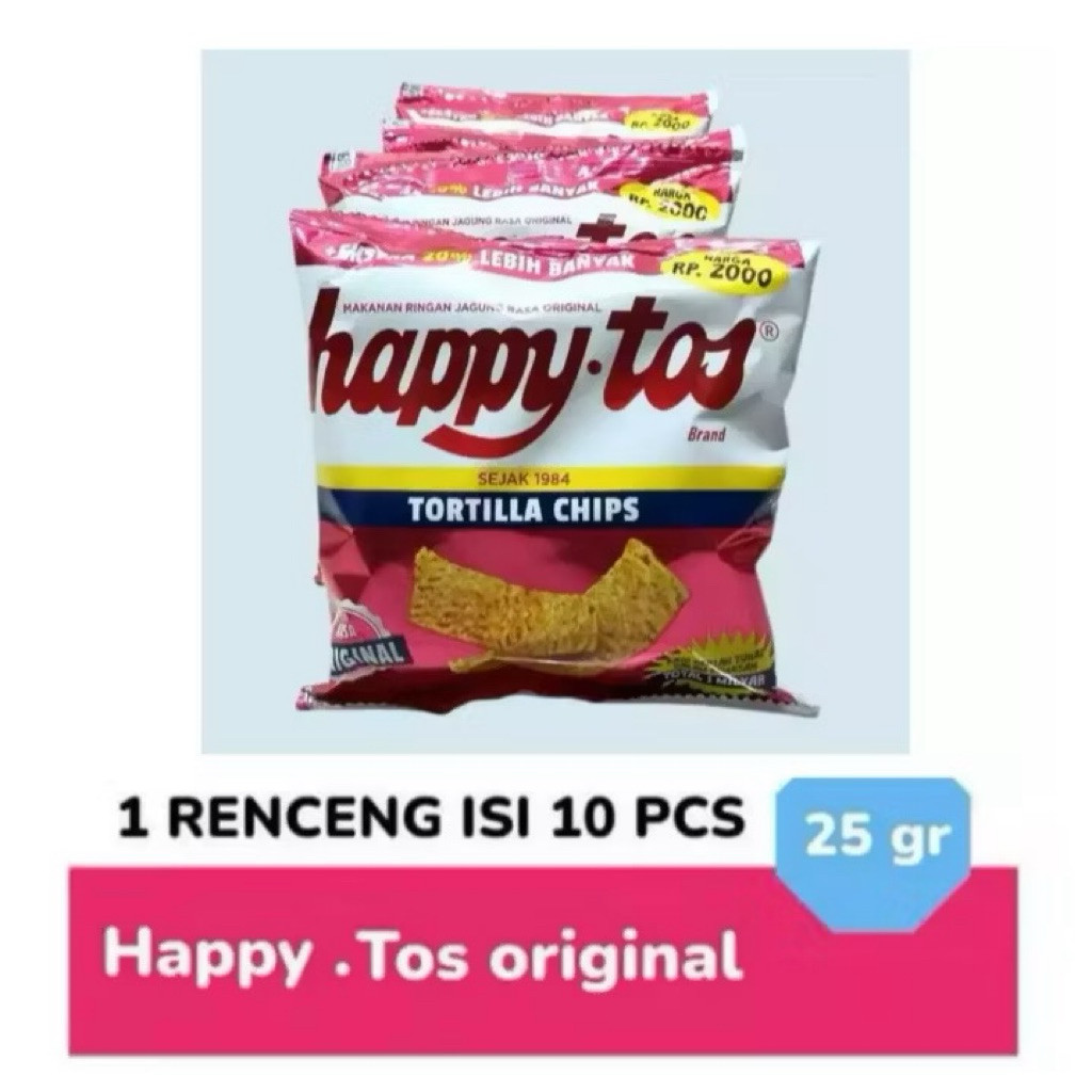 Jual HAPPY TOS SNACK TORTILLA CHIPS MERAH / HAPPY TOS RENCENG ISI 10 ...