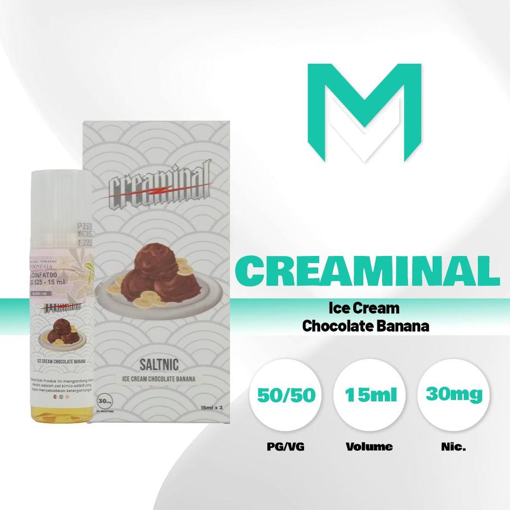 Jual Liquid Vape Creaminal Ice Cream Chocolate Banana Saltnic 30MG ...