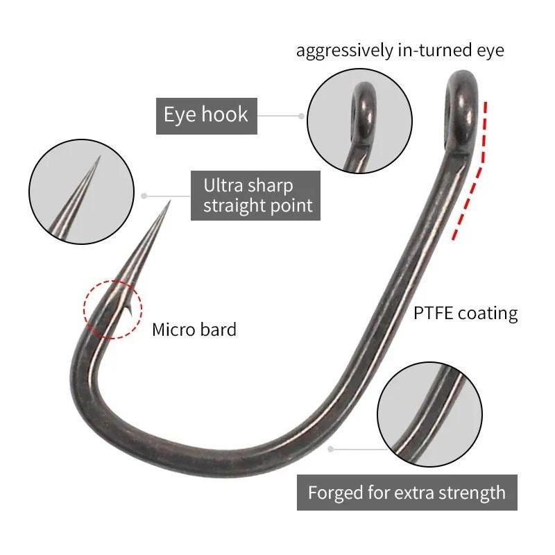 Jual 10pcs Carp Fishing Hook Wide Gape X Ultra Sharp PTFE Coated Micro ...