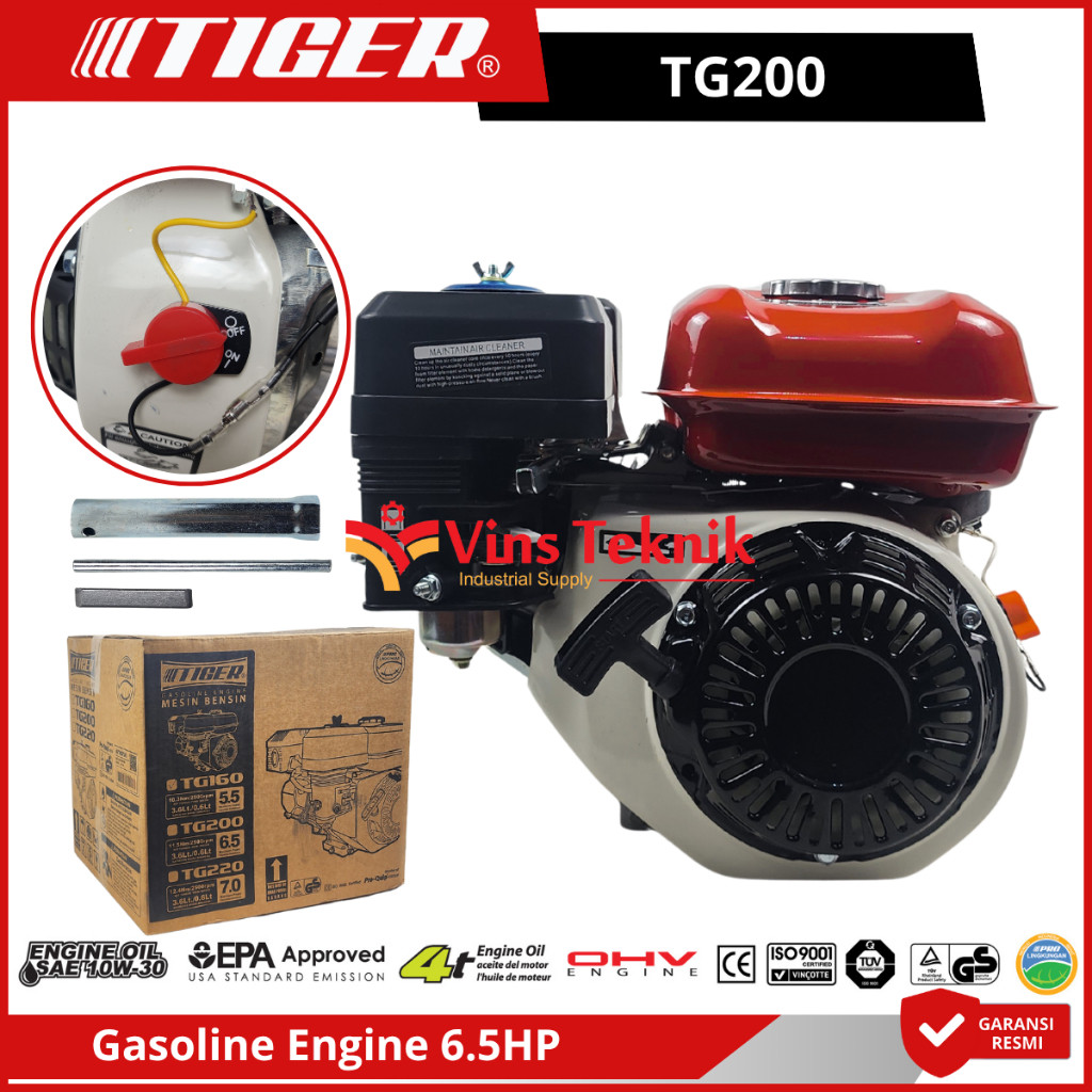 Jual TIGER TG200 Gasoline Engine Mesin Penggerak Bensin 6.5HP TG 200 ...