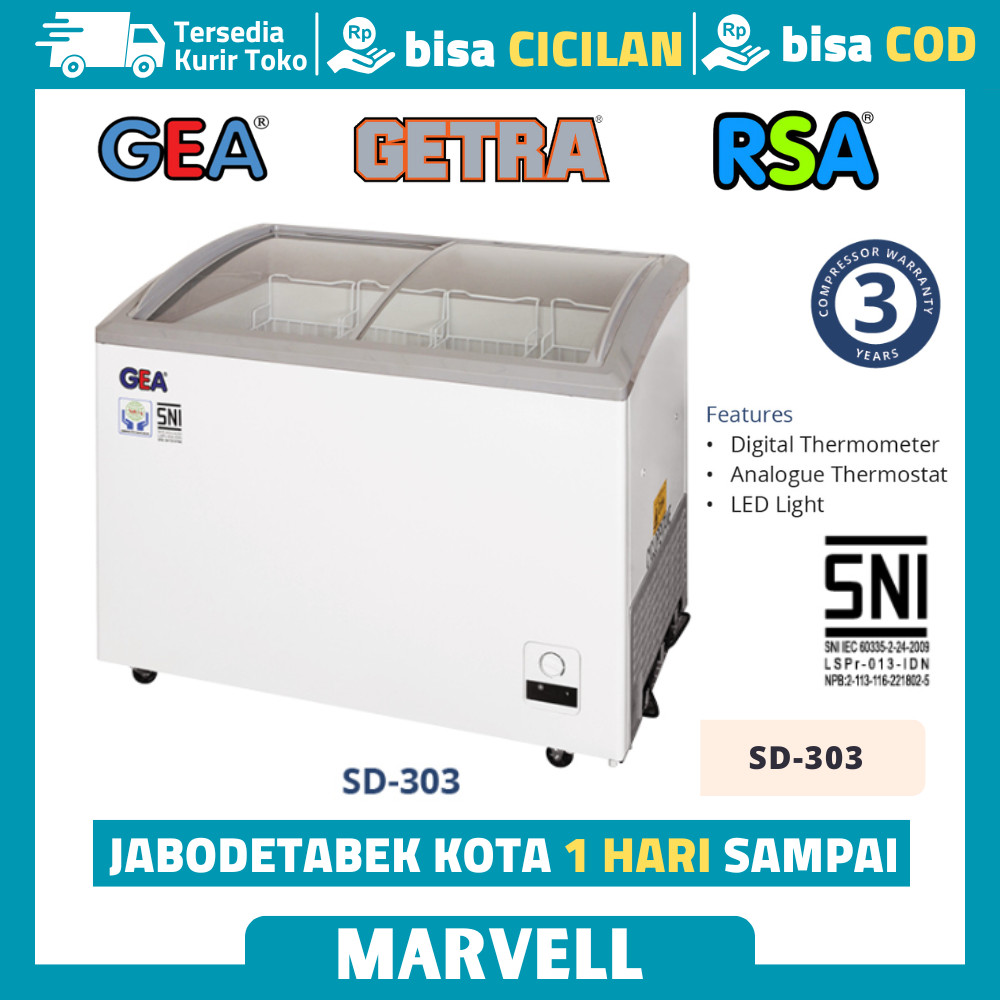 Jual CHEST FREEZER BOX SLIDING GEA SD-303 CURVE GLASS FREEZER ES KRIM ...