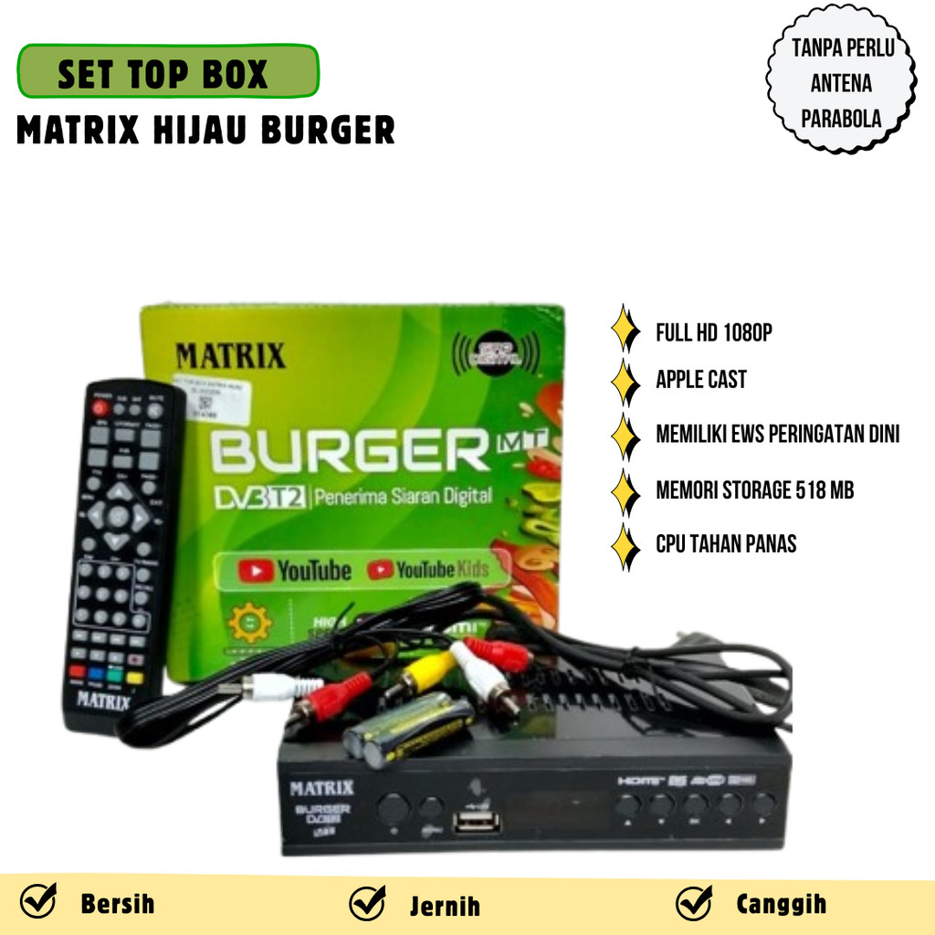 Jual SET TOP BOX MATRIX HIJAU BURGER - BERSIH JERNIH CANGGIH - Kualitas ...