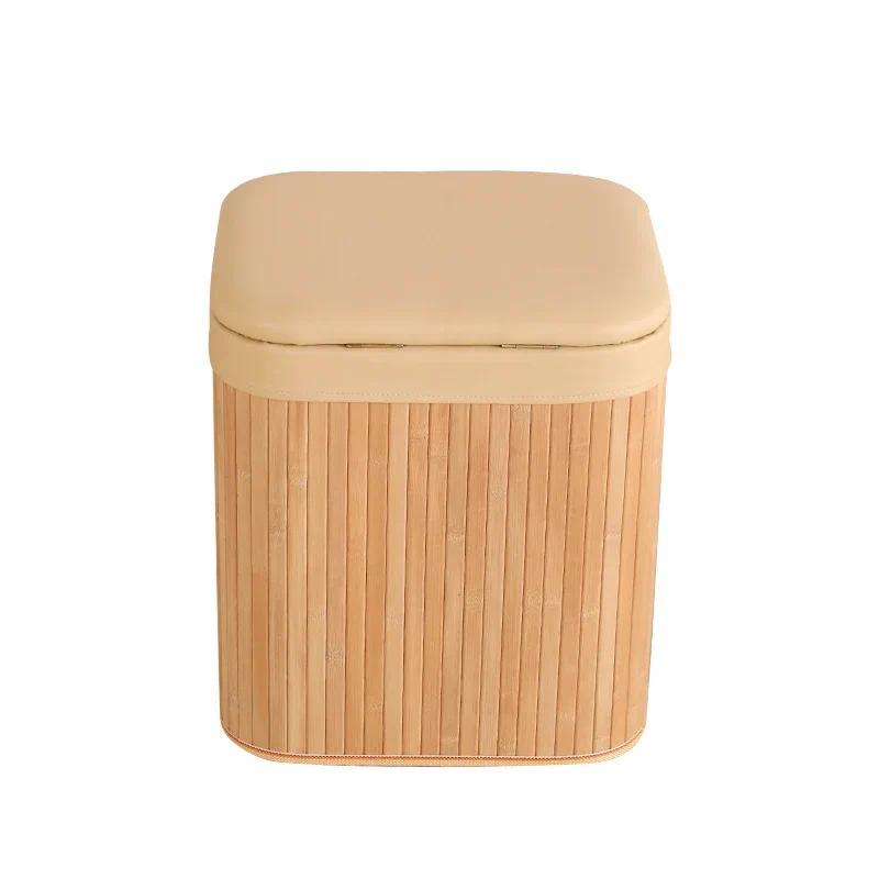 Jual Multifunctional With Storage Bamboo Woven Solid Wood Stool Living ...