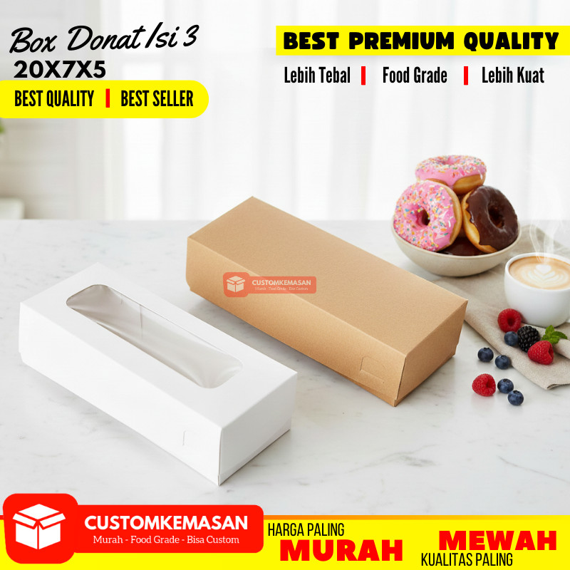 Jual box donat / box donat isi 3 / box donat jendela / box donat 20x7x5 ...