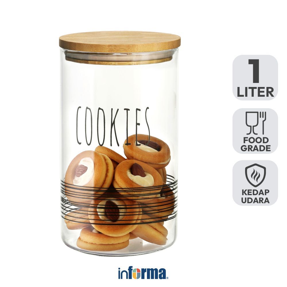 Jual Informa 1 ltr Will Stoples Kaca Jar Tempat Simpan Snack Dan Permen ...