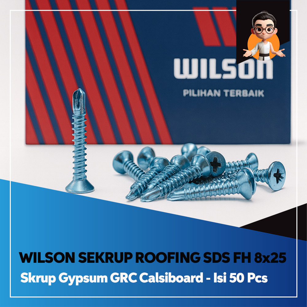 Jual 50 Pcs Wilson Sekrup Roofing SDS FH 8x25 / Baut Baja Ringan FH 8 ...