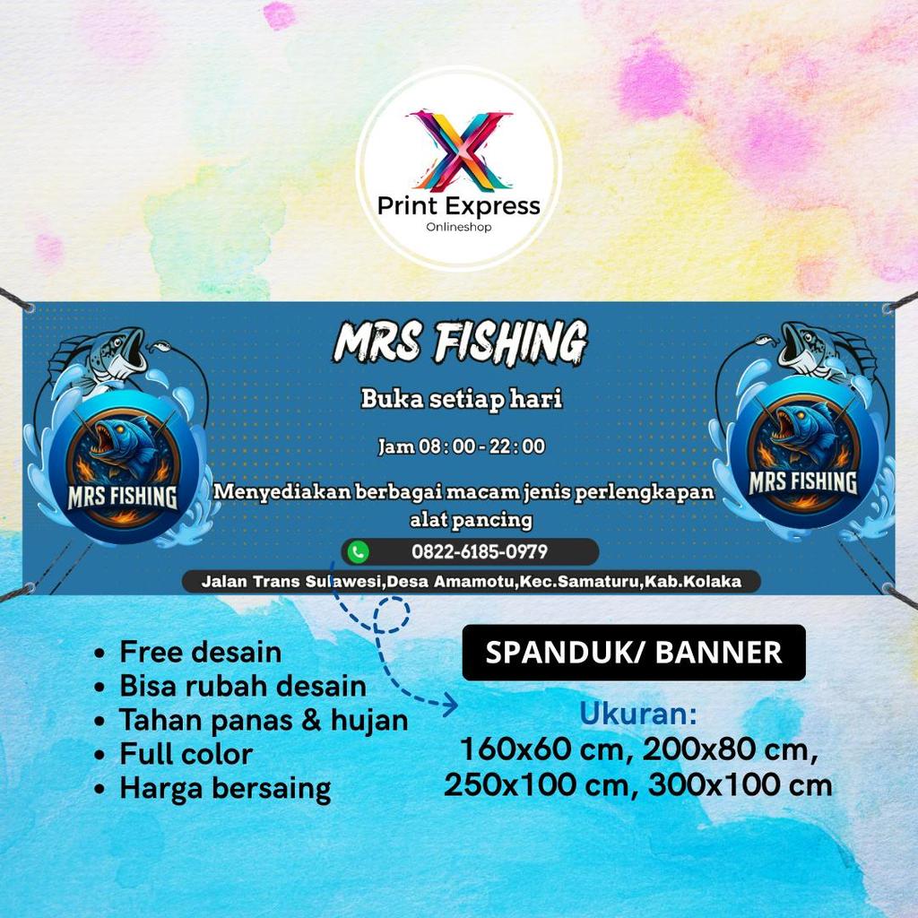 Jual SPANDUK BANNER Pemancingan MRS Fishing Biru Bisa Request Desain ...