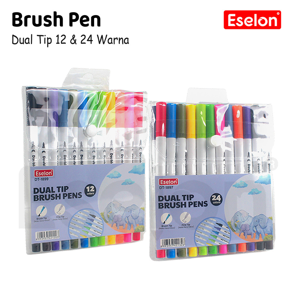 Jual Spidol Dual TIP BRUSH PEN/Spidol Warna Set Brush Pen Double Tip ...