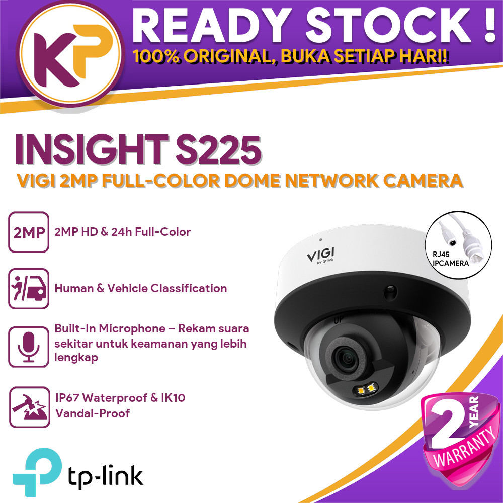 Jual TP-LINK INSIGHT S225 VIGI 2MP FULL-COLOR DOME NETWORK CAMERA ...