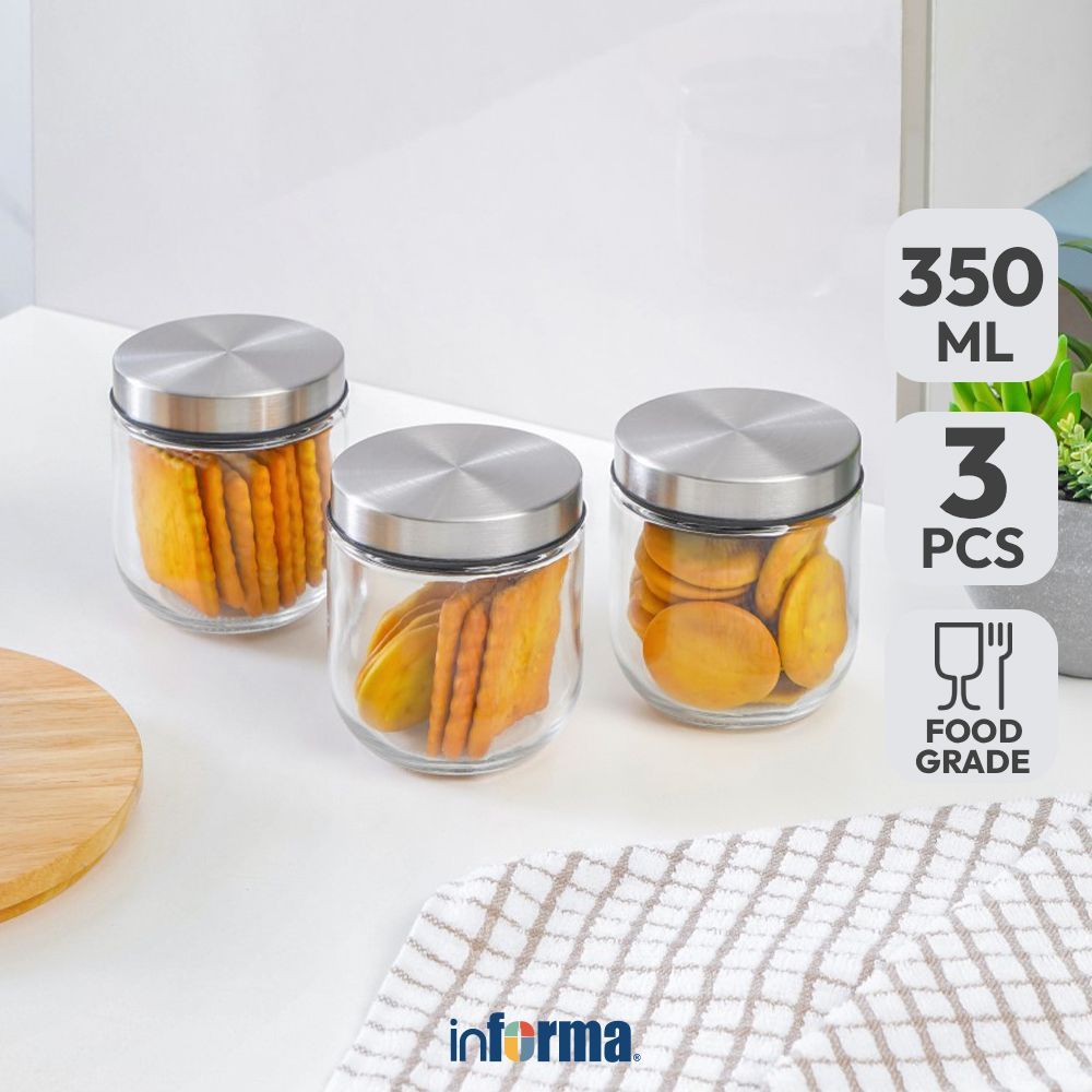 Jual Informa Elemental Kitchen 350 ml Set 3 pcs Shera Stoples Kaca Jar ...