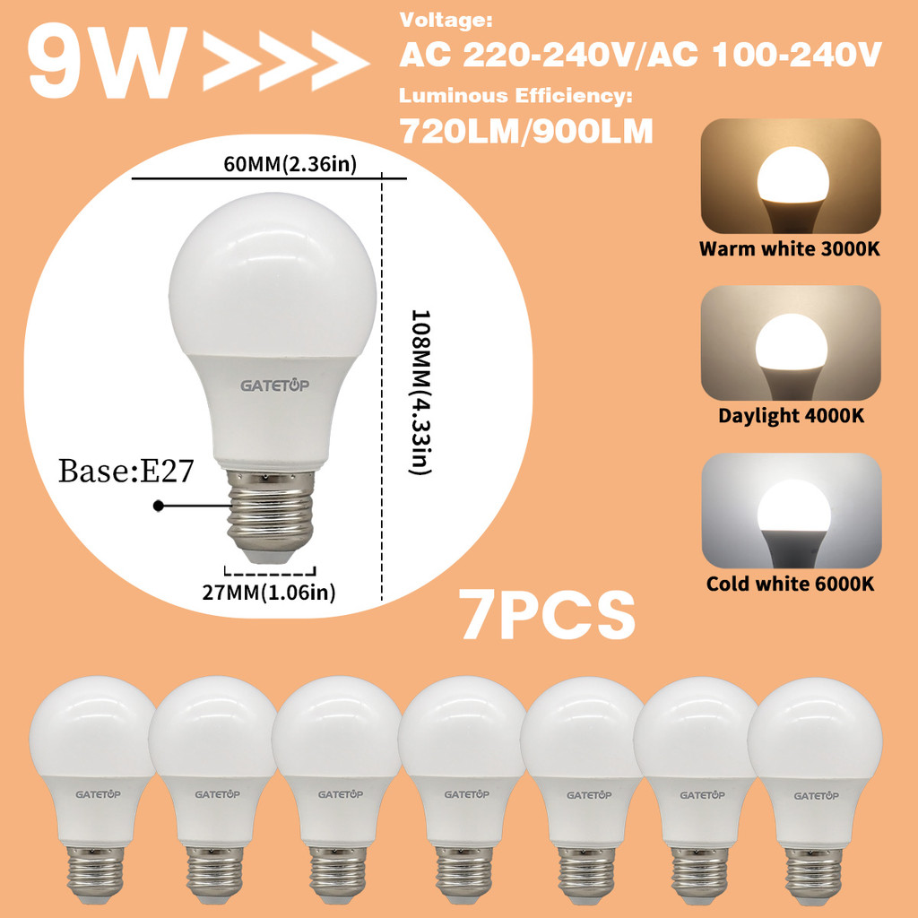 Jual 1-10Pack base e27 LED Bulb Lamps AC220V Light Bulb 9W Lampada Living Room Home LED Bombilla ...