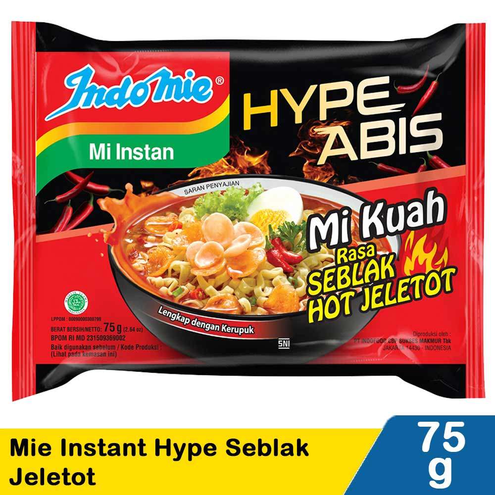 Jual INDOMIE MIE INSTANT HYPE SBLAK HOT JLETO 75g | Shopee Indonesia