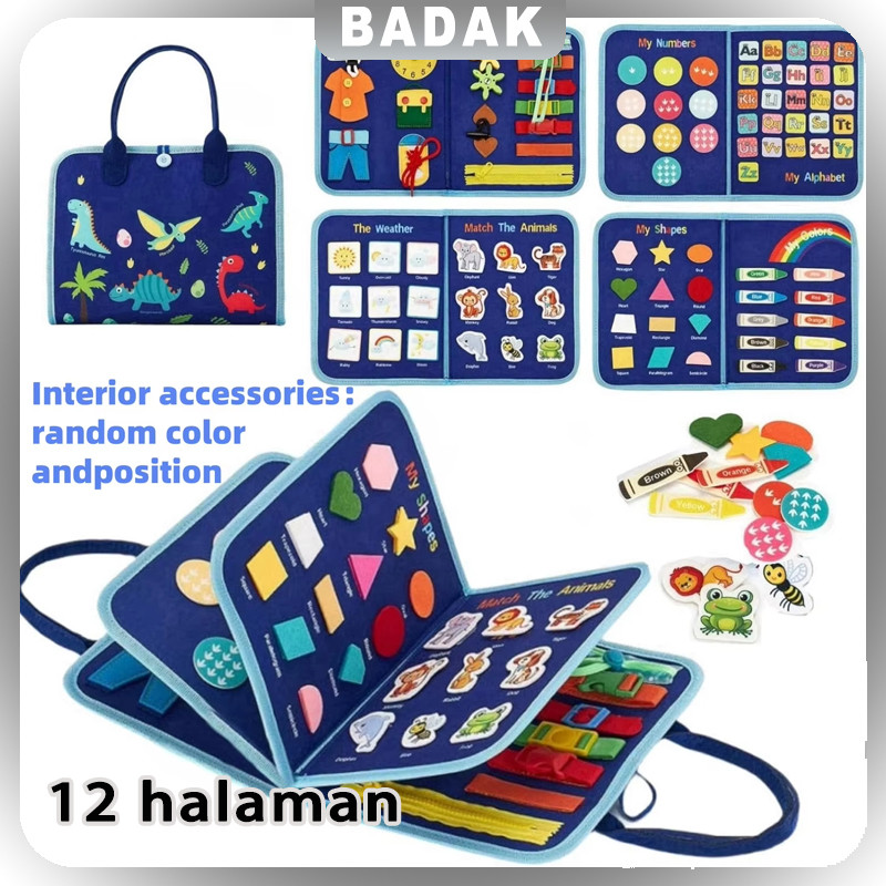 Jual Busy Board Montessori Mainan 12 Halaman/mainan Sensorik Anak0-2 ...
