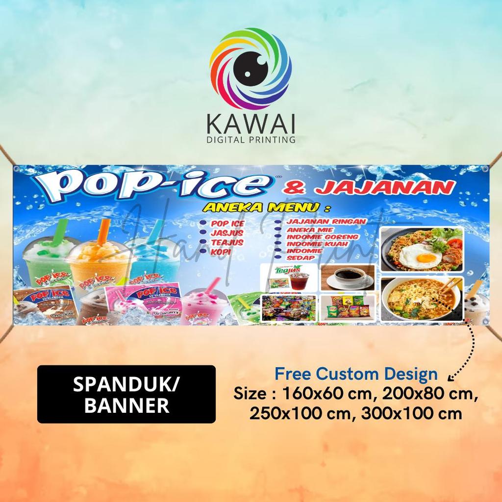 Jual Spanduk Banner Pop ice & Jajanan Biru Bisa Rekuest 300x100CM ...