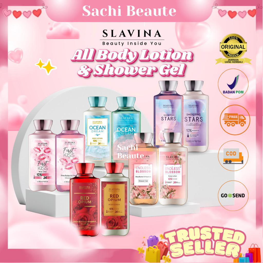 Jual SLAVINA BODY WASH SHOWER GEL BODY LOTION RED OPIUM ENDLESS LOVE ...
