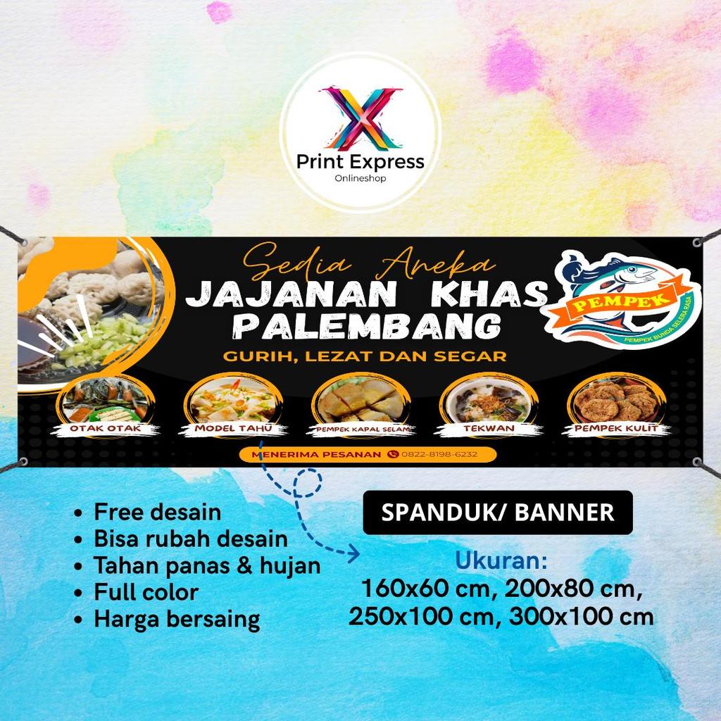 Jual SPANDUK BANNER Jajanan Khas Palembang Hitam Ukuran 200x100 Cm ...