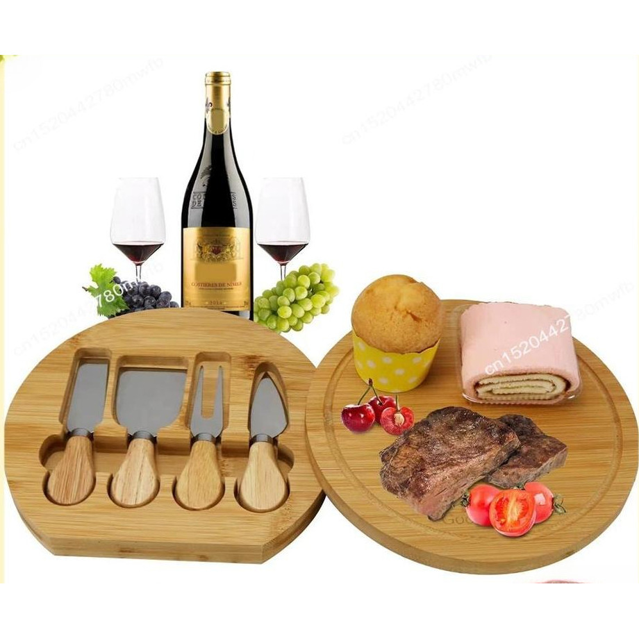 Jual LDHL Bamboo Cheese Board Set Equipped With Round Wooden Boards ...