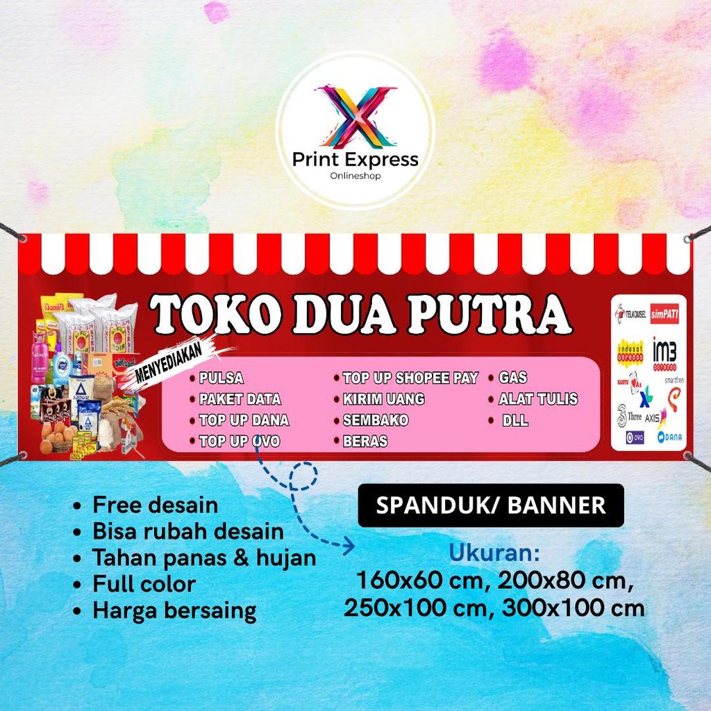 Jual SPANDUK BANNER Toko sembako Dua Putra Merah Ukuran 200x100 Cm ...