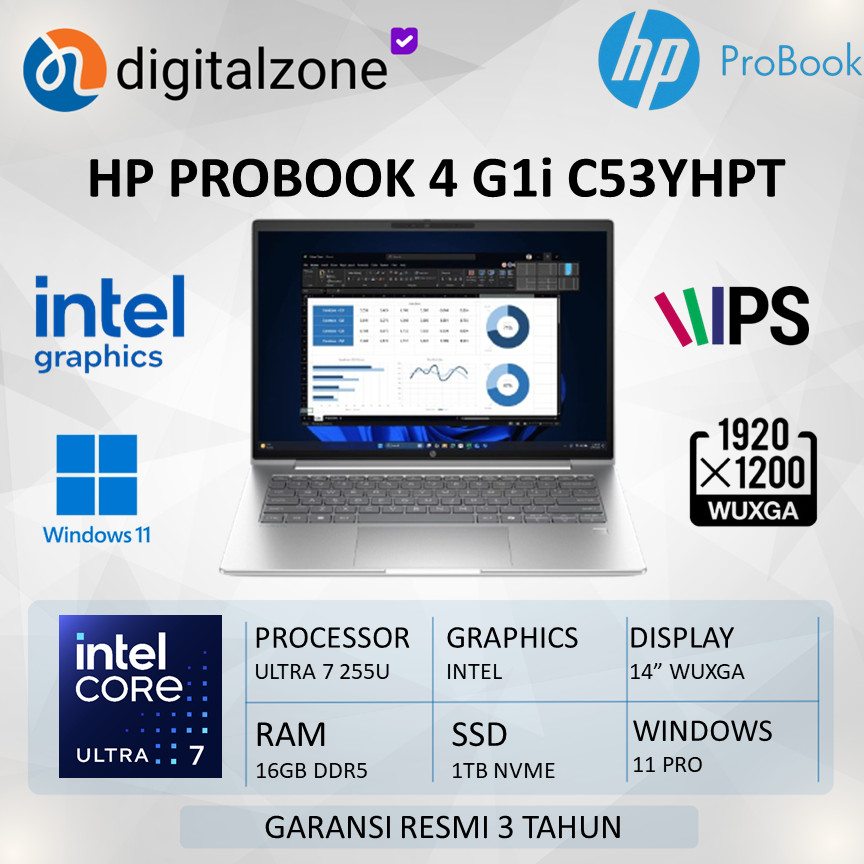 Jual HP PROBOOK 4 G1i 14 C53YHPT - ULTRA 7 255U 16GB 1TBSSD W11 PRO ...