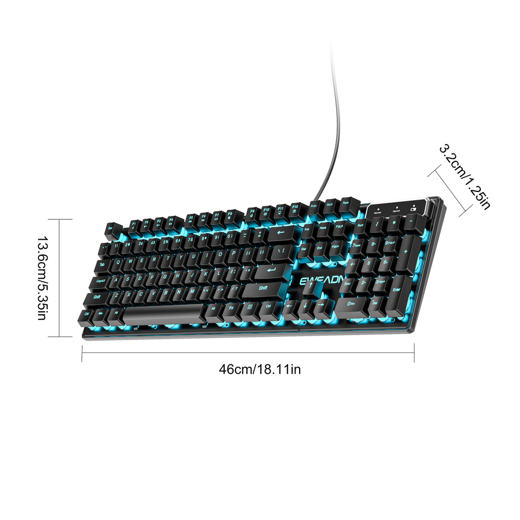 Jual EWEADN Wired Mechanical Gaming Keyboard 104 Keys RGB Backlit ...
