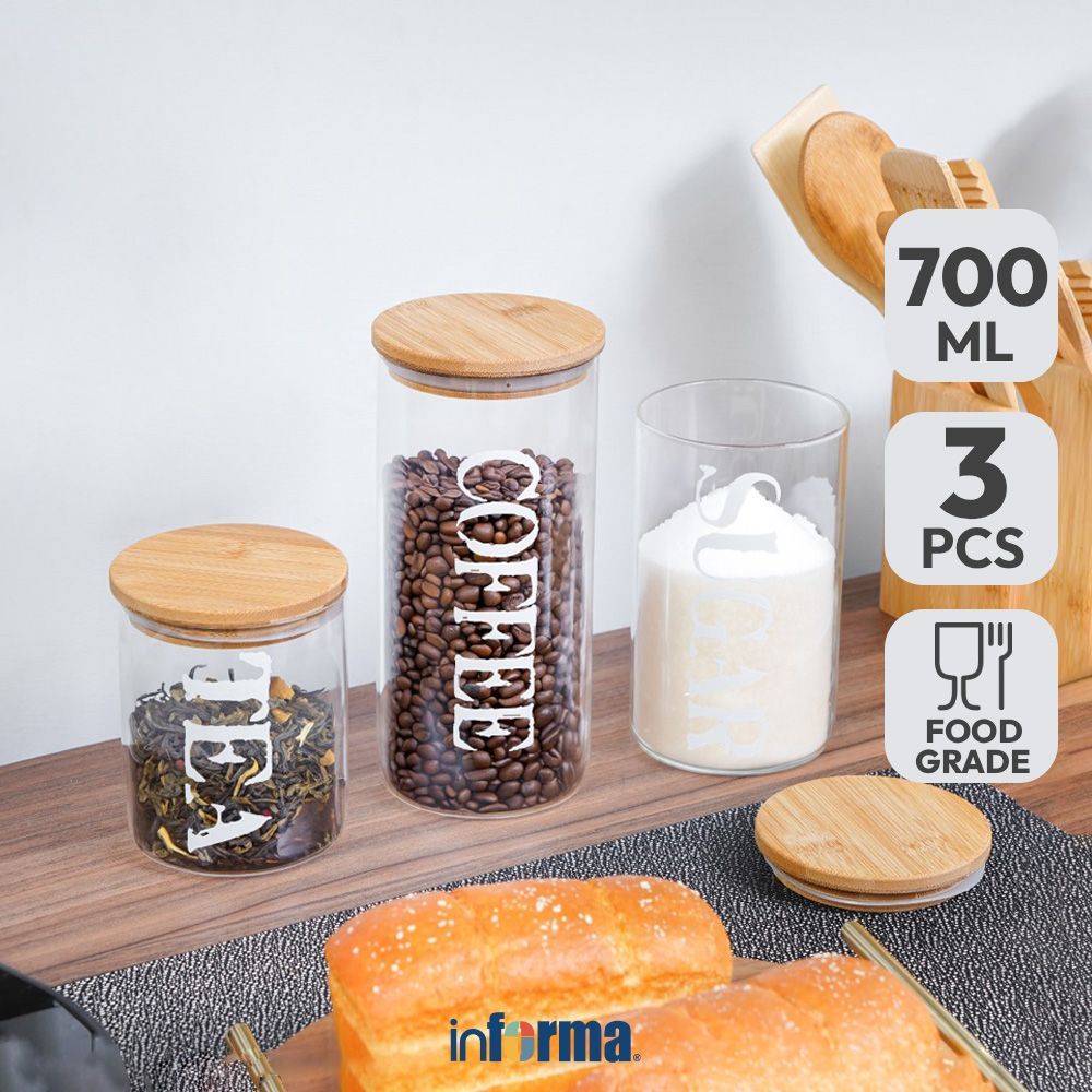 Jual Informa Set 3 Pcs Tanya Stoples Kaca Jar Tempat Simpan Snack Dan ...
