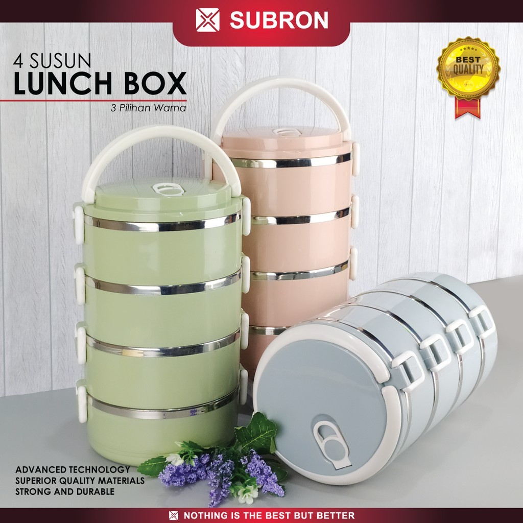 Jual SUBRON Lunch Box Tempat Wadah Makan Rantang Aesthetic Plastik ...