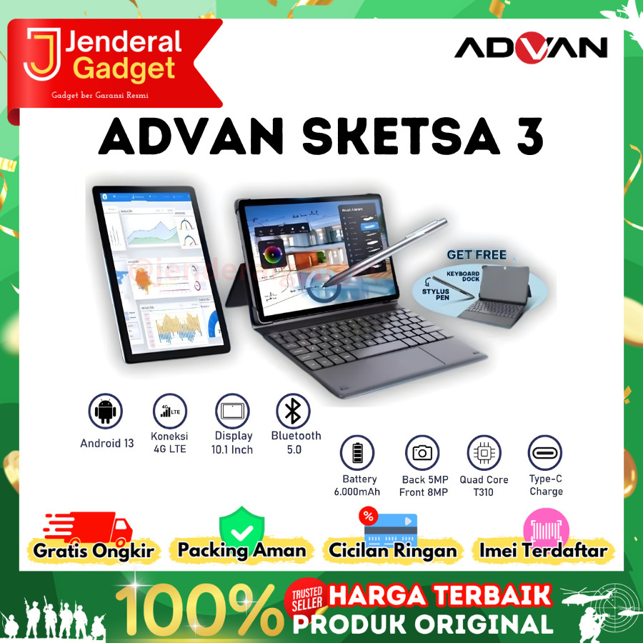 Jual Advan Tab Sketsa 3 LTE 8/128GB Free keyboard + stylus Garansi ...