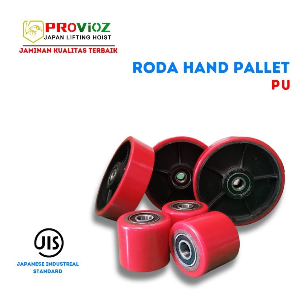 Jual PROVIOZ roda hand pallet PU (MERAH) kecil/besar (HARGA PER BIJI ...
