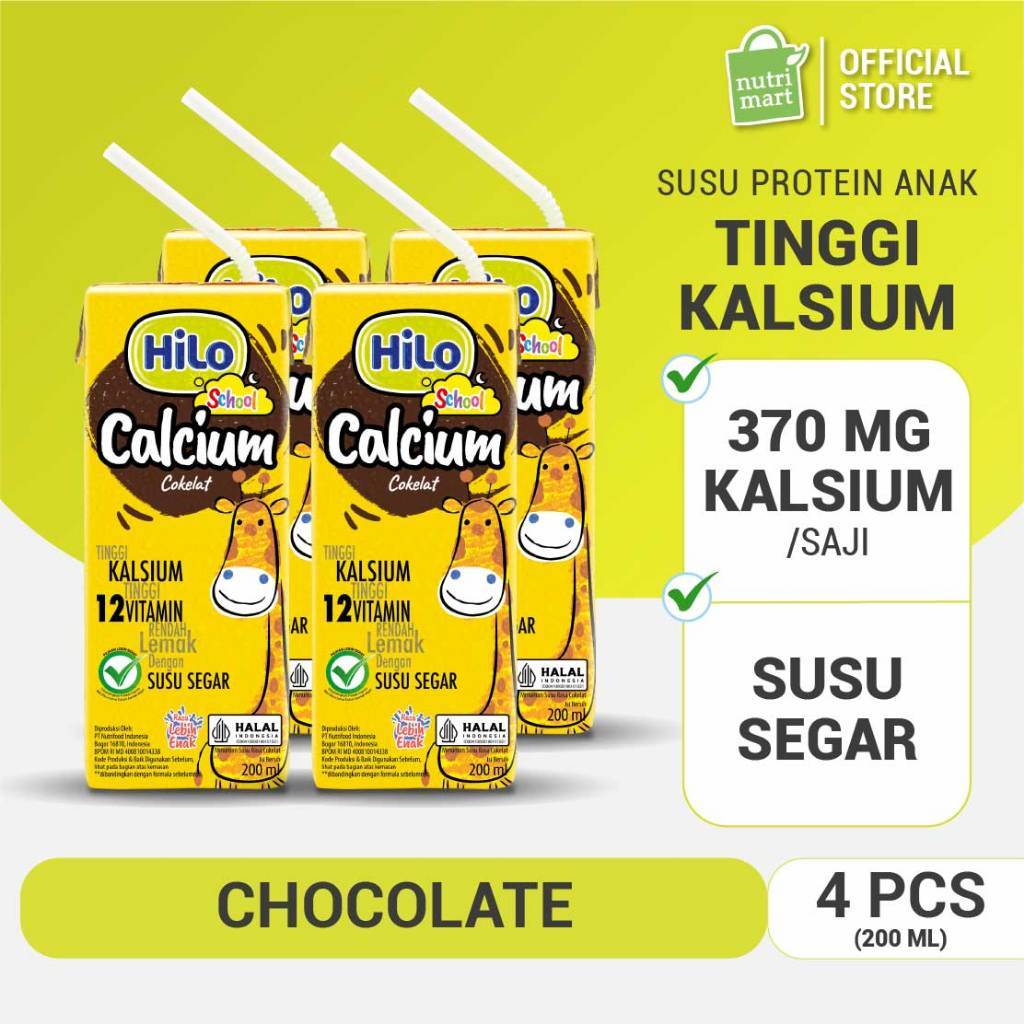 Jual 4 Pack - HiLo School UHT Chocolate Ready To Drink RTD 200 ml ...