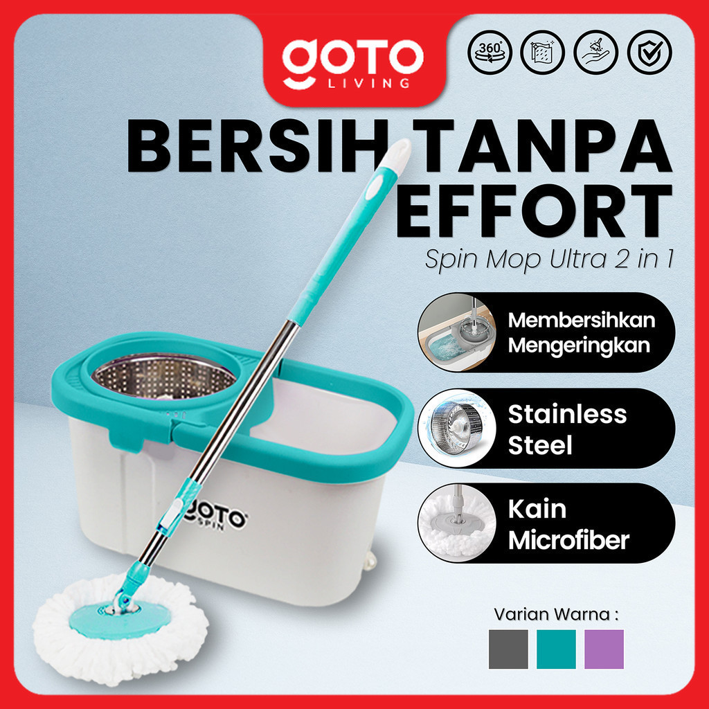 Jual (Promo Terbatas) Goto Spin Mop Alat Pel Lantai Putar 2 in 1 ...