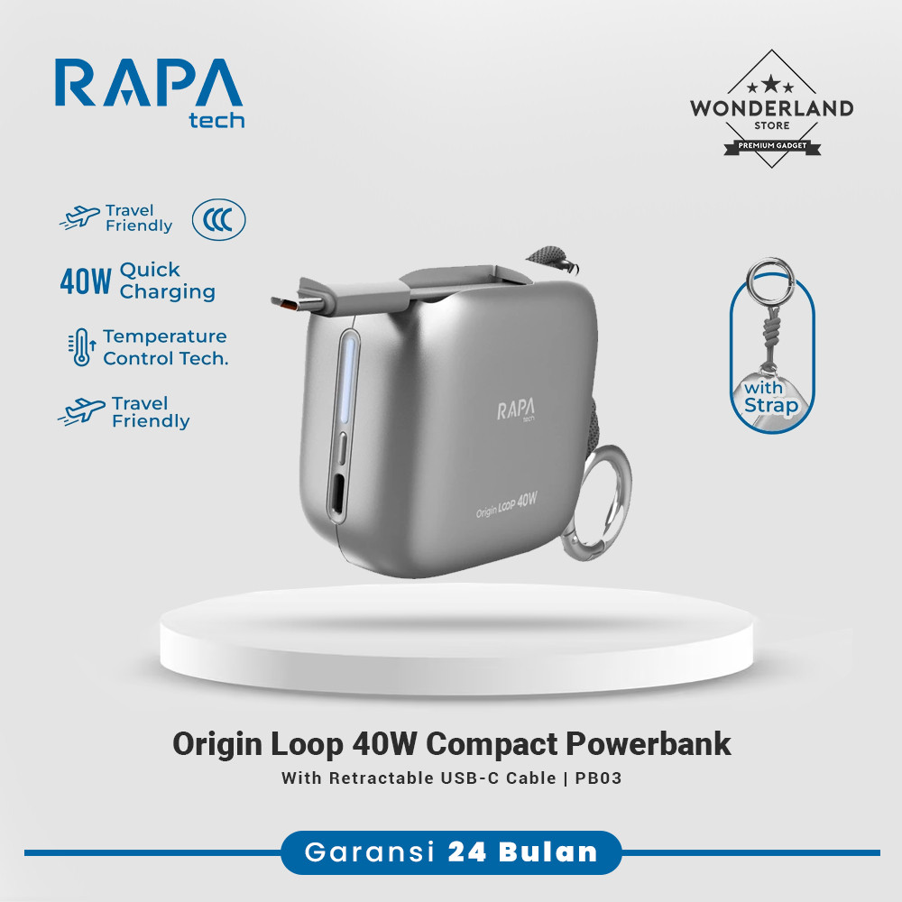 Jual RAPAtech CCC Powerbank Origin Loop 40W Retractable Cable PD PPS SFC Fast Charging 10000mAh ...