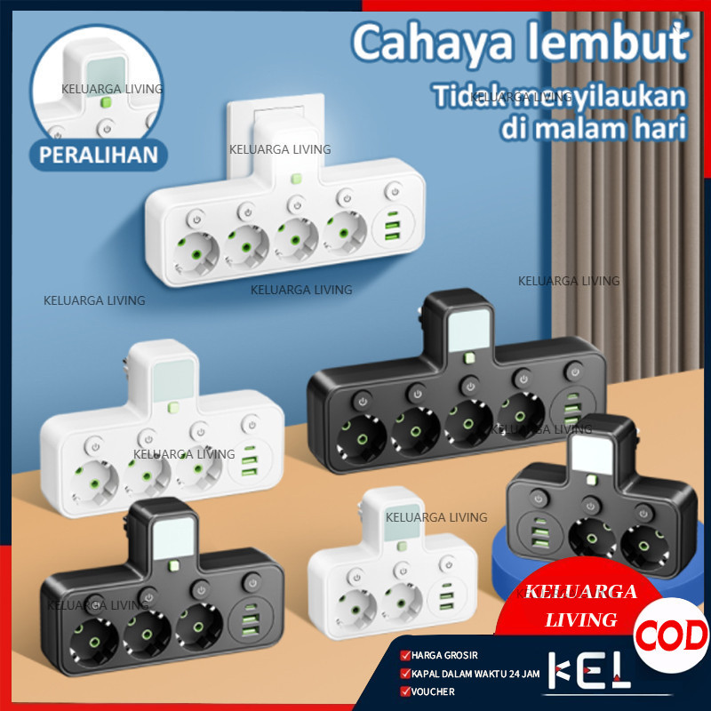 Jual Stop Kontak Multi Outlets Expander with 1 Tipe C +2USB+ 4Lubang ...