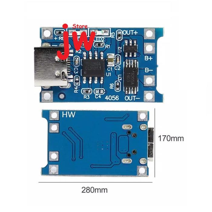 Jual TP4056 Protect Charger Baterai Li-Ion 18650 5V USB Tipe C Micro ...