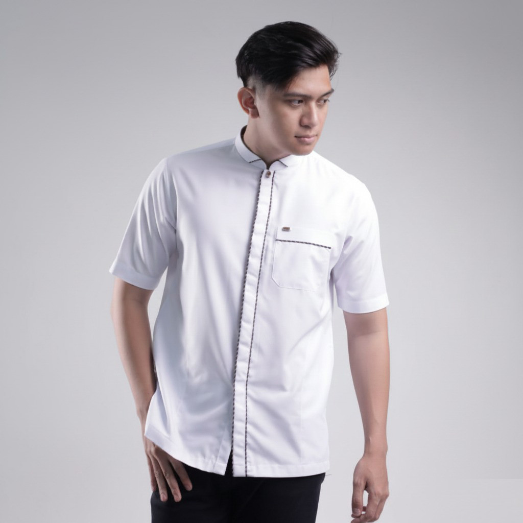 Jual Qori Apparel Signature White Series Baju Koko Casual Pria Lengan ...