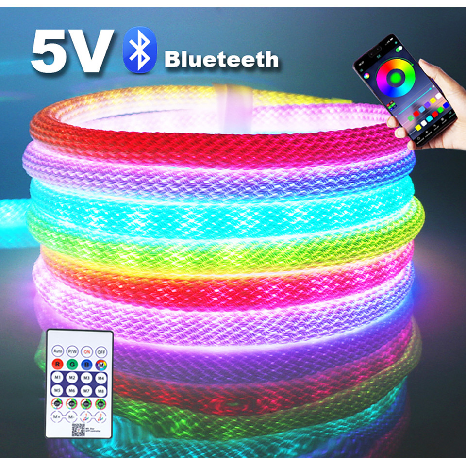 Jual 5V USB RGB LED Neon Rainbow Rope Light Strip 360 Round Bluetooth 24Key Remote Control Kit ...