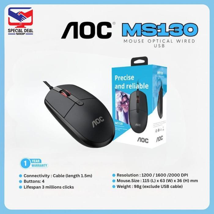 Jual GemaAudio Shop AOC MS121 Wired Mouse Optical - MS130 | Shopee ...