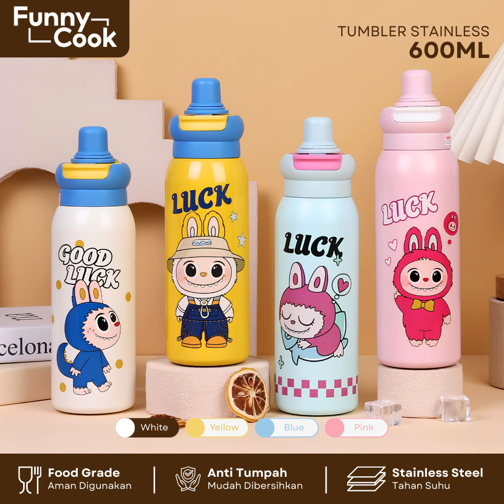 Jual [PRE ORDER] FUNNYCOOK Stainless Tumbler Labubu 600ML Botol Labubu ...