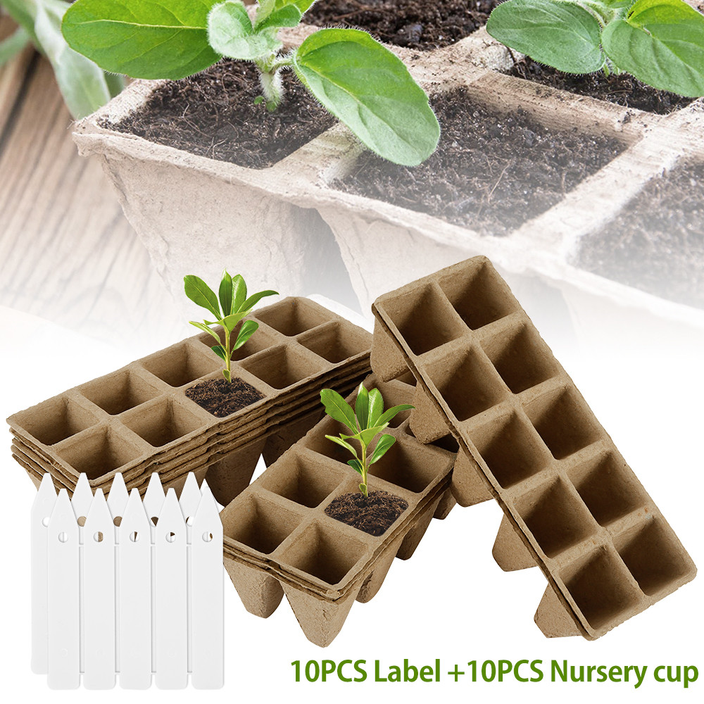 Jual 10Pcs 10 Grids Peat Pots Seed Starter Peat Pots Biodegradable ...