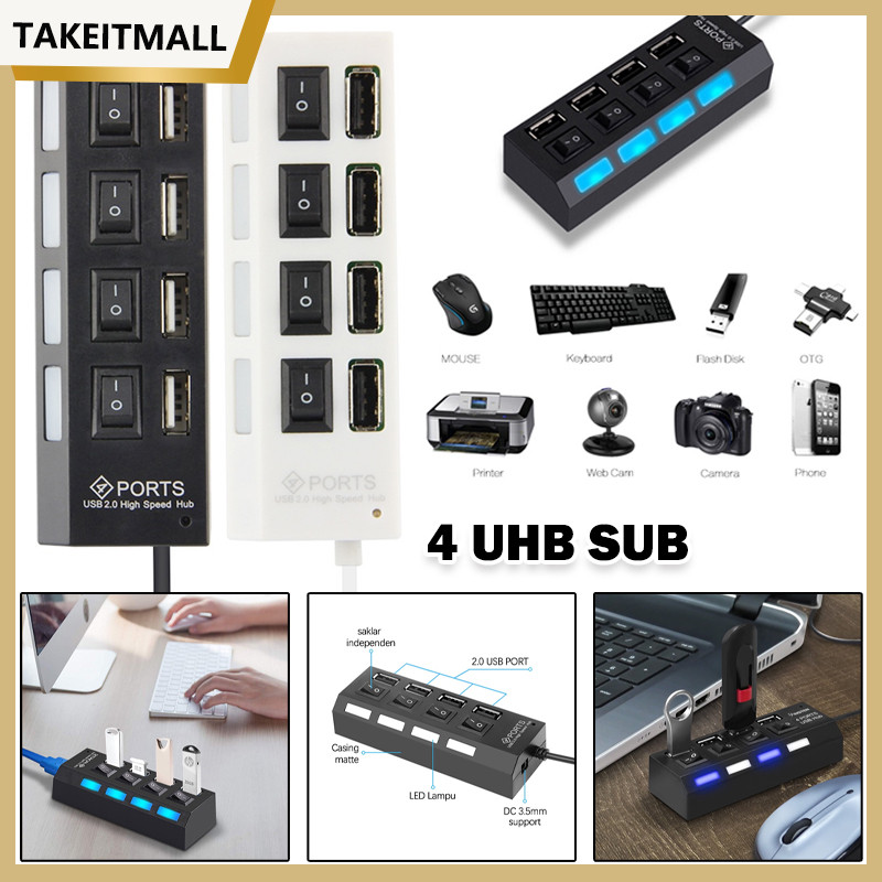 Jual Usb Hub Saklar 4 Port In 1 Dalam 1 On Off 50 Cm 4 High Speed ...