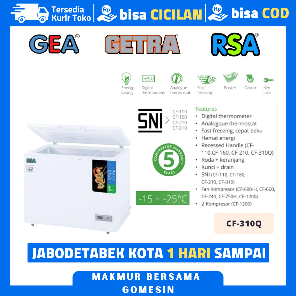 Jual Chest Freezer Rsa Cf 310 Cf-310 Cf 310q Chest Freezer Box 318 ...