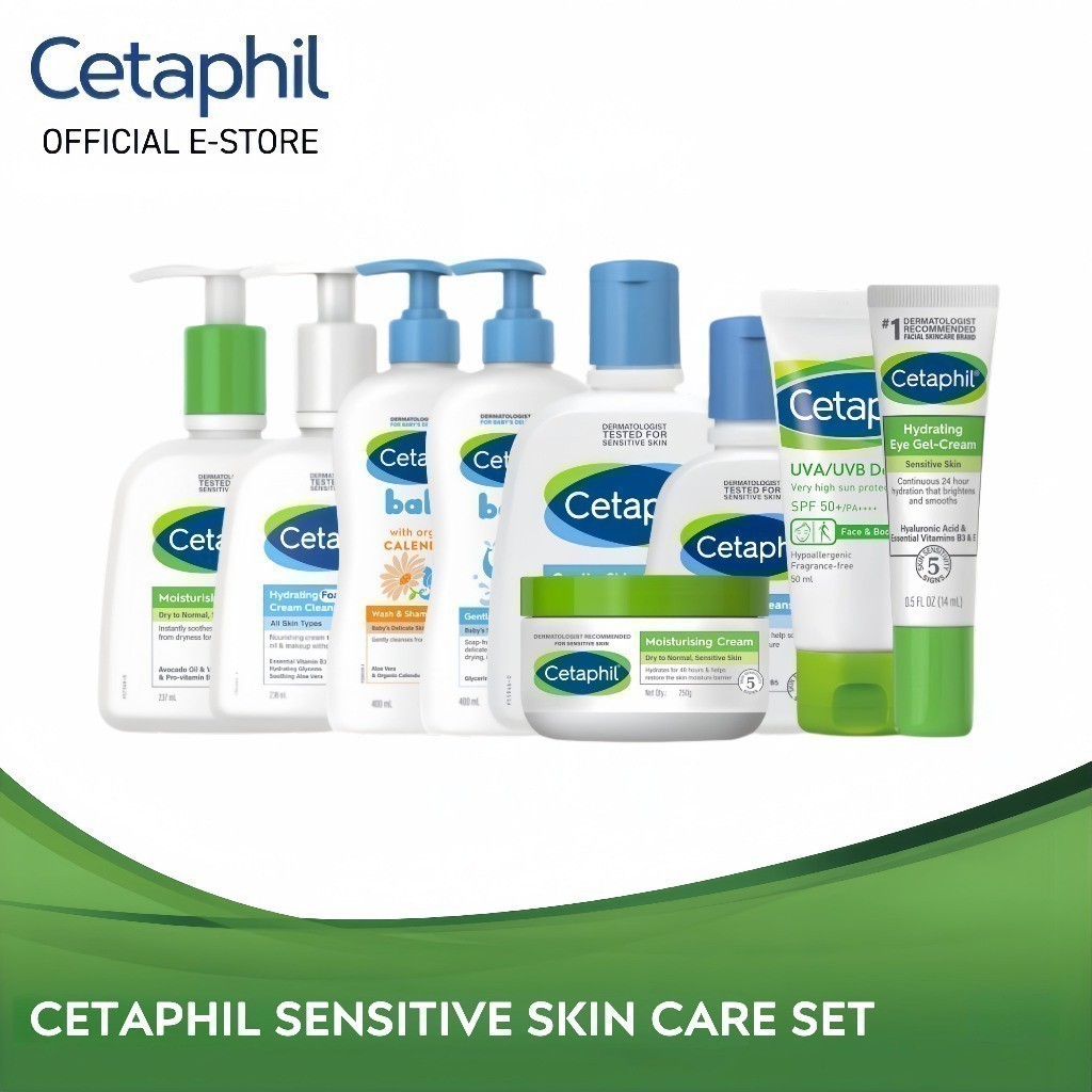 Jual Cetaphil Skincare Set: Cleanser/Moisturizer/Sunscreen/Baby Wash ...