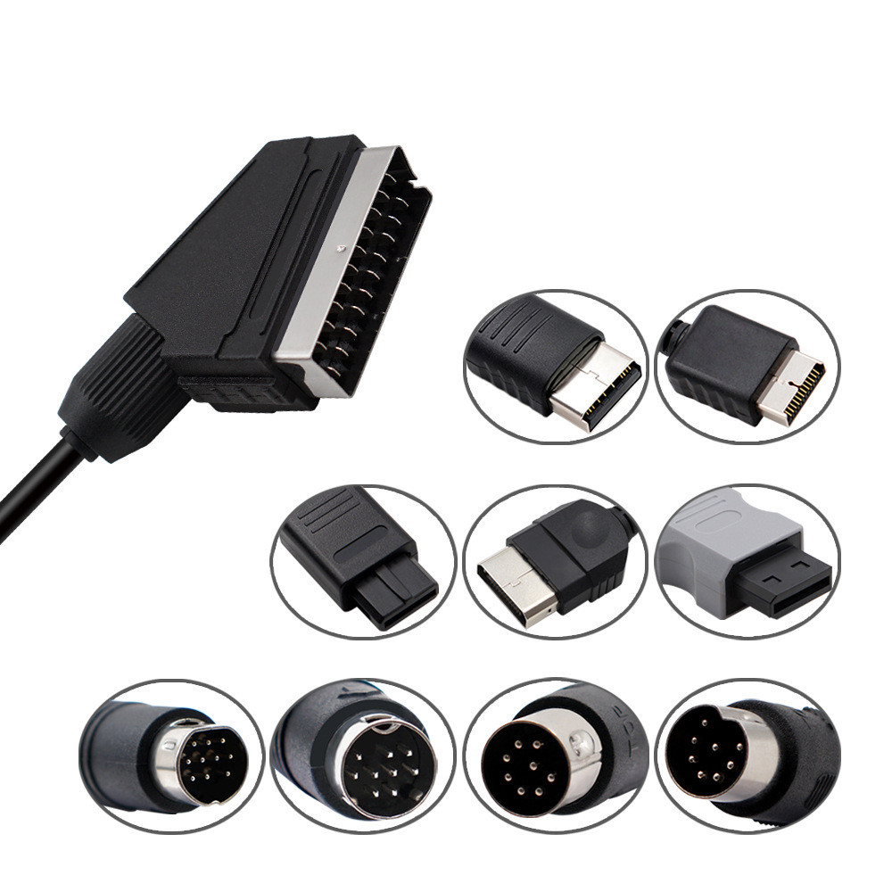 Jual 1.8m RGB Scart Cable For PS2/PS1/PS3/SEGA Mega Drive1/MD2/DC ...