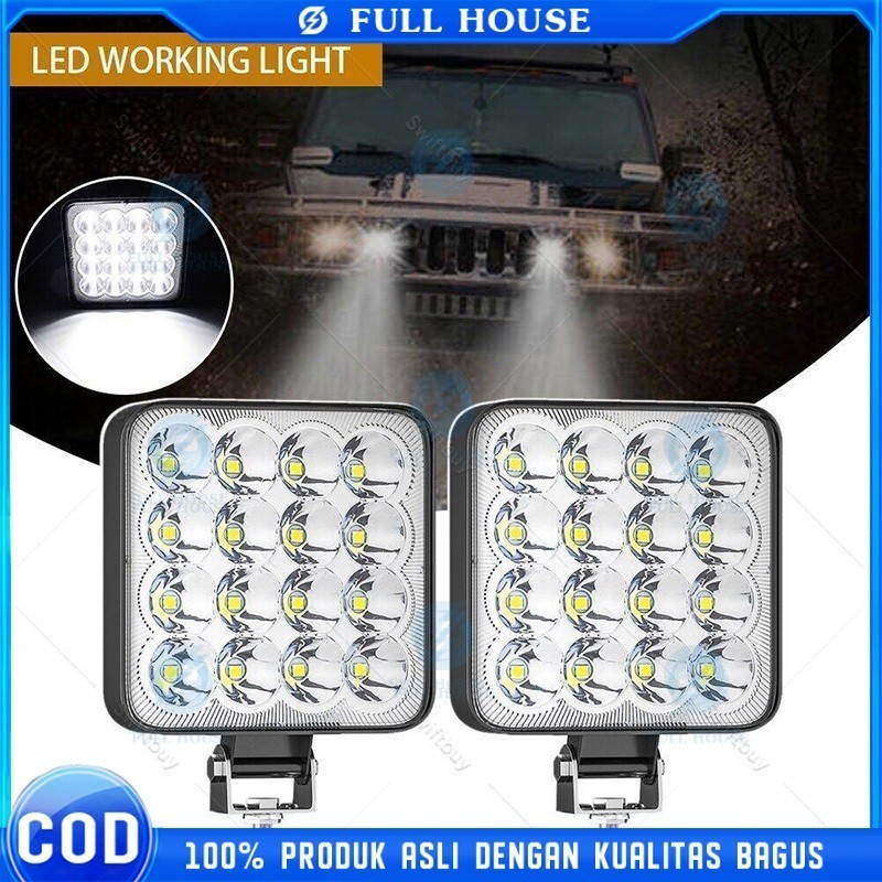 Jual Lampu Tembak 24 Volt Sorot LED CWL 16 Mata Kotak Bulat CREE Truk ...