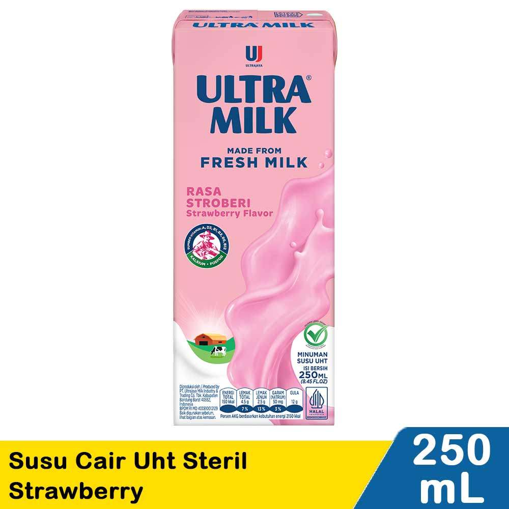 Jual ULTRA SUSU UHT STERIL SLIM STRAWBERRY 250mL | Shopee Indonesia