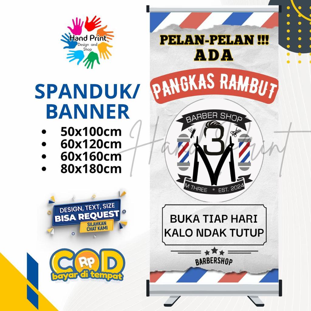 Jual Cetak Spanduk Banner Pangkas Rambut Barbershop Putuh MMT Spanduk ...