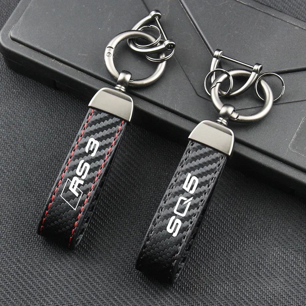 Jual Car Keyain Carbon Fiber Leather Rope Car Ring Keyain Trinket Zinc ...