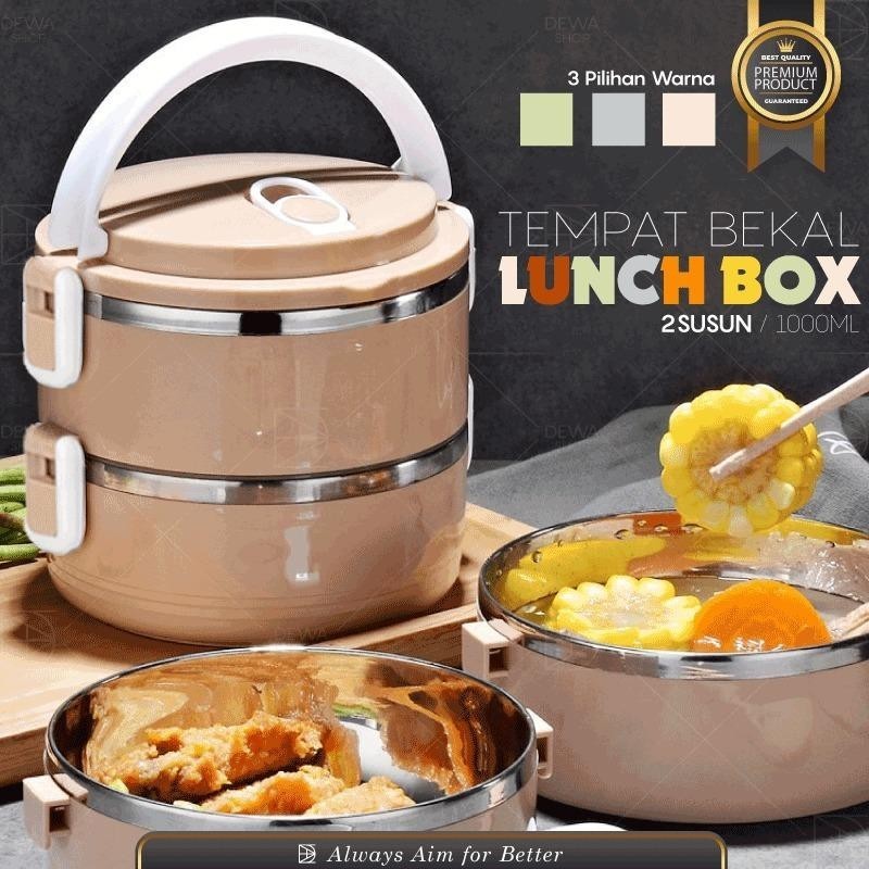 Jual Rantang Lunch Box Tempat Bekel Wadah Bekal Makanan Warna Polos 2 ...
