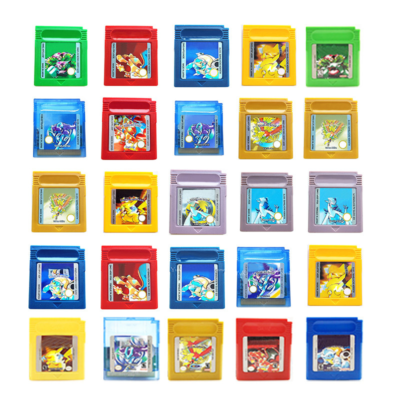 Jual Pokemon Red Blue Crystal Golden Green Silver Yellow GBC Game Card ...