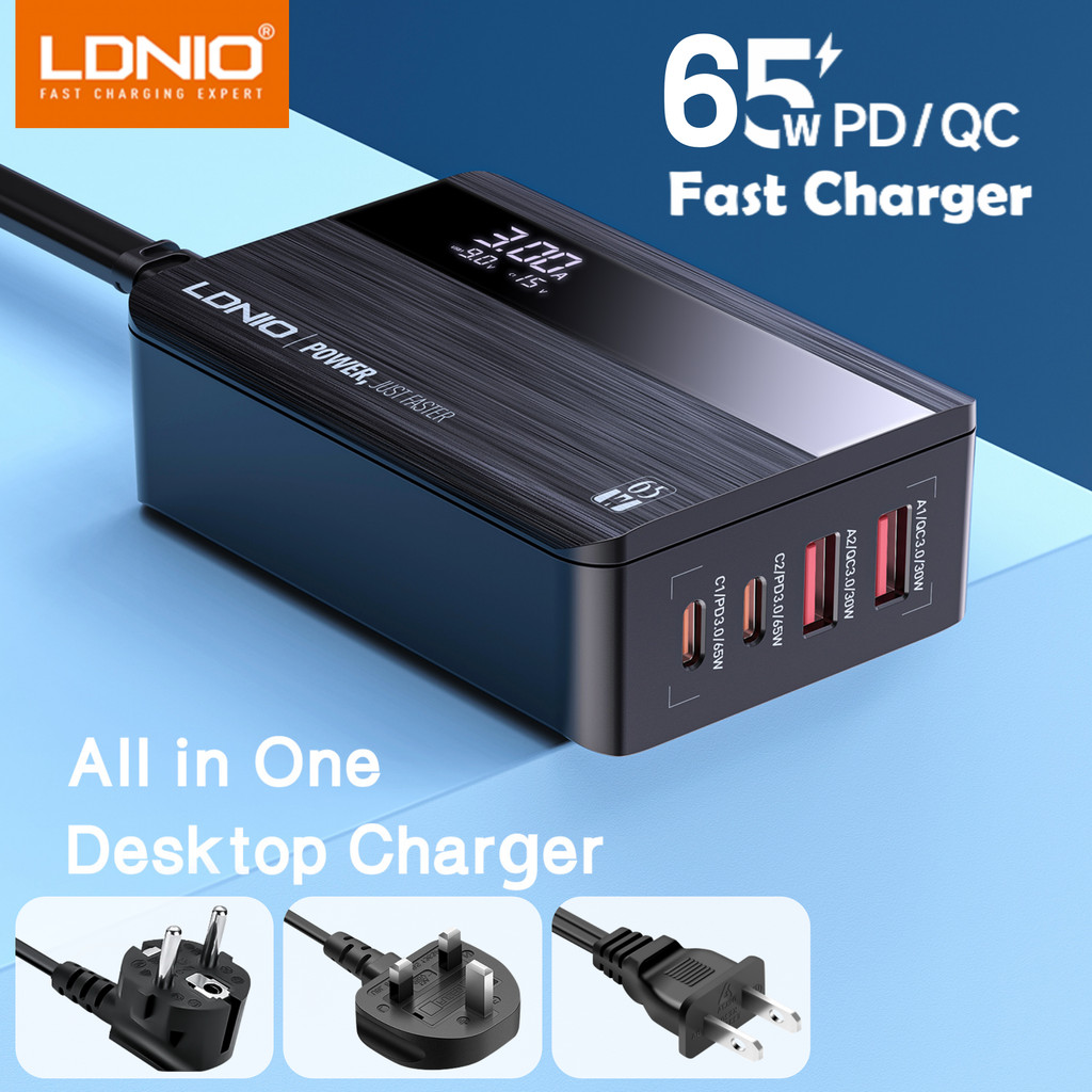 Jual 65W USB C arger LDNIO 4-Port USB C arger Block with LED splay PPS ...